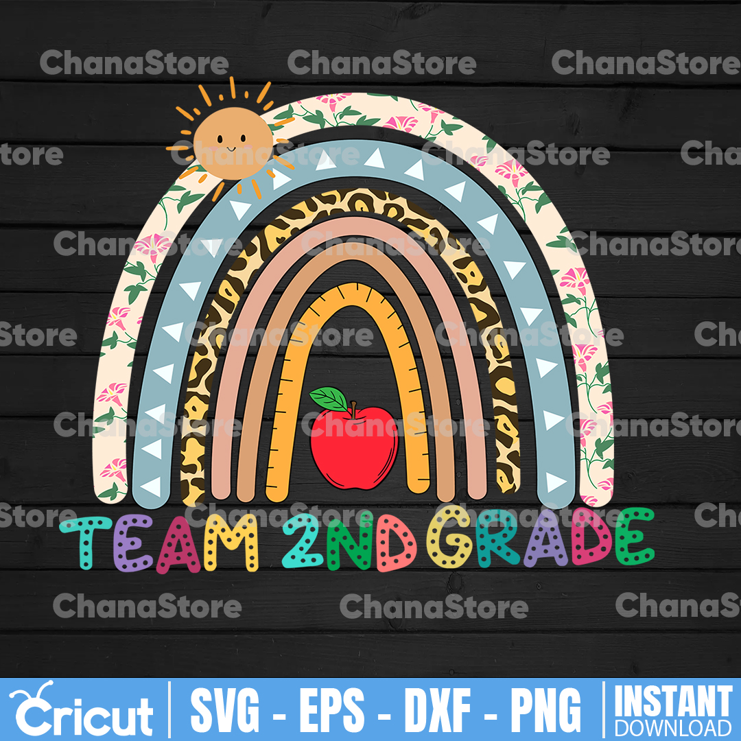 Team 2nd Grade Flowers Rainbow Second Grade Teacher png Back | Inspire ...