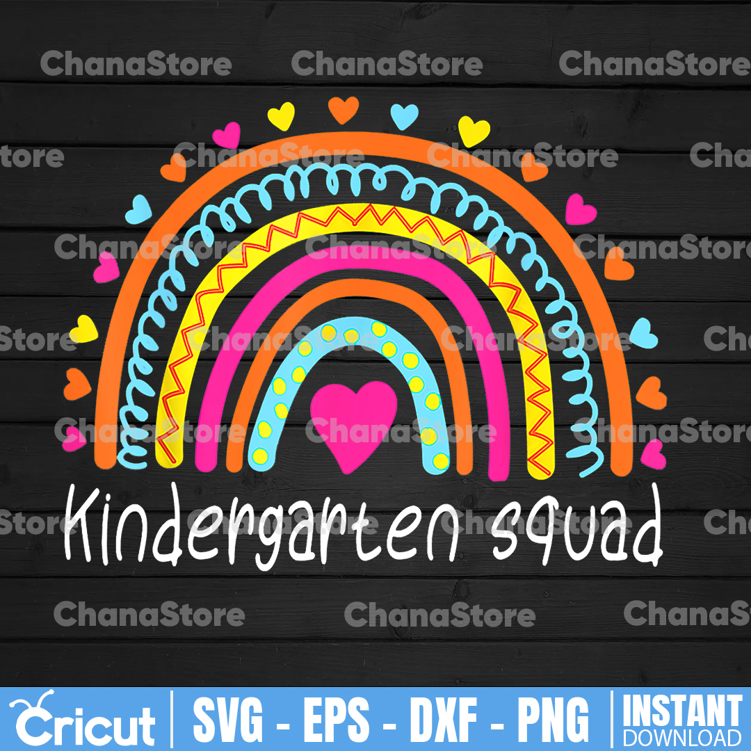 Rainbow Kindergarten Squad PNG Back to School Teacher Squad - Inspire ...