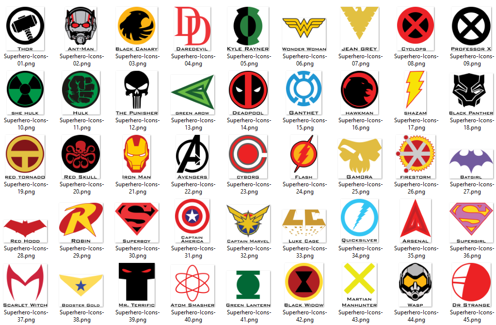 All Marvel Heroes Symbols