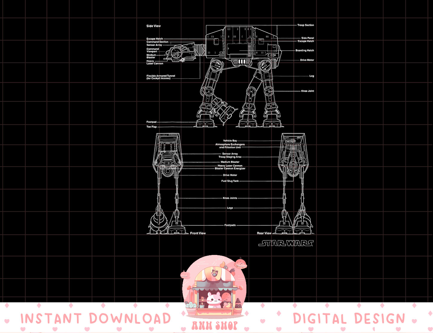 Star Wars ATAT Schematic Poster png | Inspire Uplift