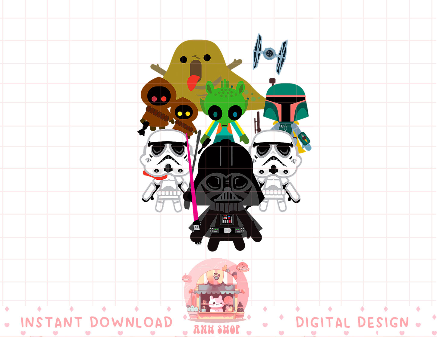 Star Wars Cute Kawaii Style Villains Graphic png | Inspire Uplift
