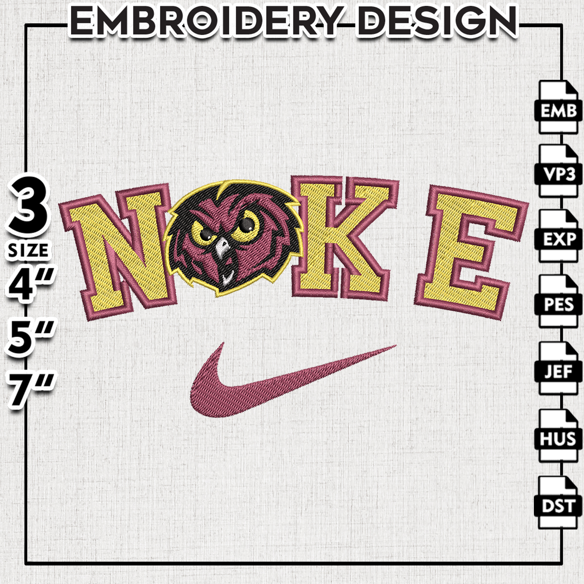 NikeTemple Owls Embroidery Designs, NCAA Logo Embroidery Fil | Inspire ...