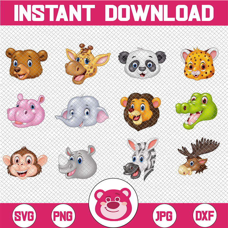 Woodland Animal Faces Clipart, Forest Animals Heads Clip Art | Inspire ...
