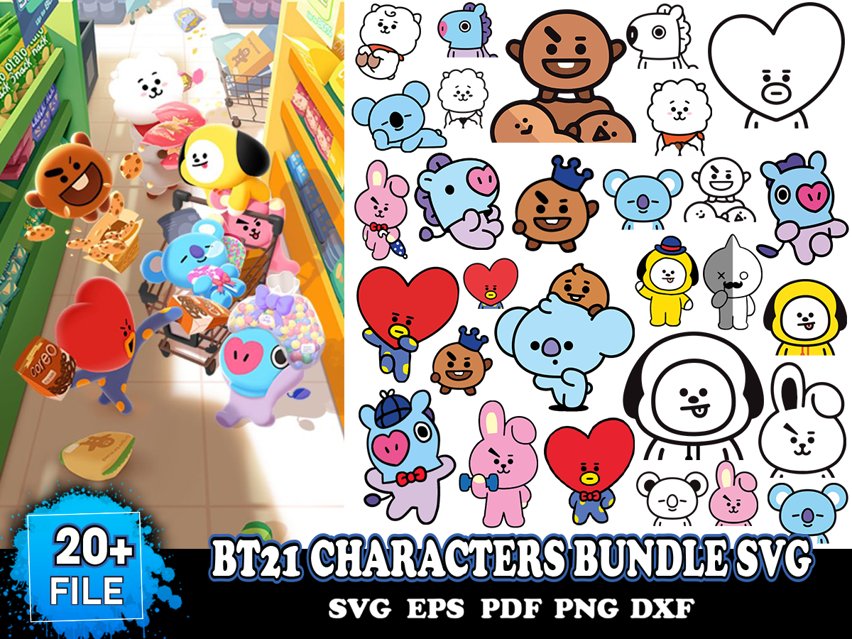 20 BT21 Characters Bundle Svg, Trending Svg, BT21 Svg | Inspire Uplift