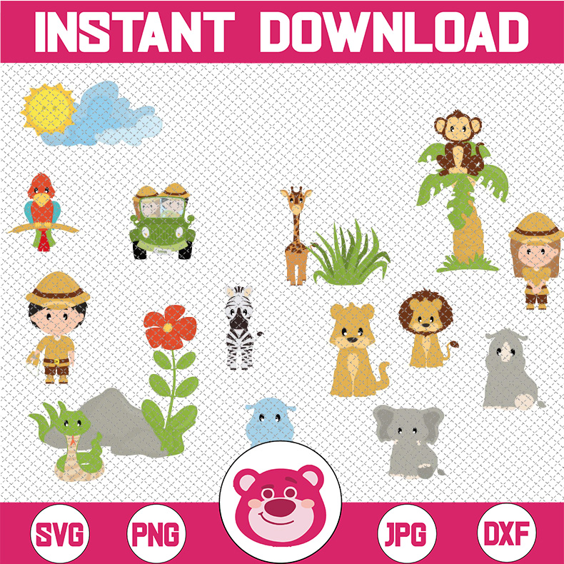 Cute Safari Friends, Jungle animals clip art PNG- Digital cl - Inspire ...