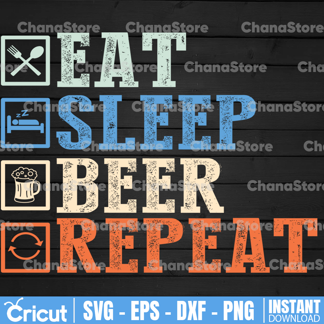 Eat Sleep Beer Repeat PNG Sublimation- Instant Download | Inspire Uplift