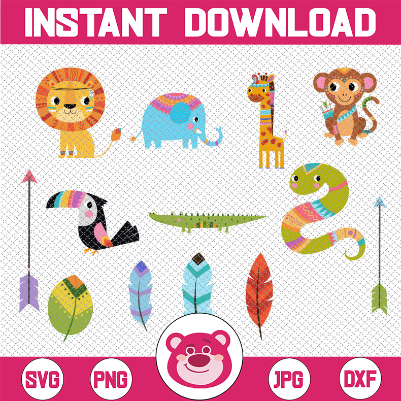 Tribal Safari Animals Png| Cute African Animals Png printabl | Inspire ...