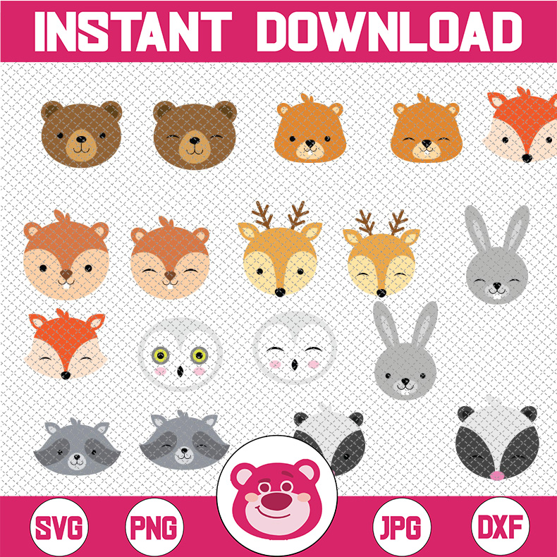 Woodland Animal Faces Png/ friendly animal, woodland baby sh | Inspire ...