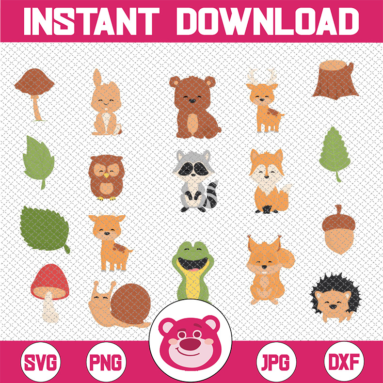 Woodland Animal png Bundle, Cute Baby Forest Animals Clip Ar - Inspire ...