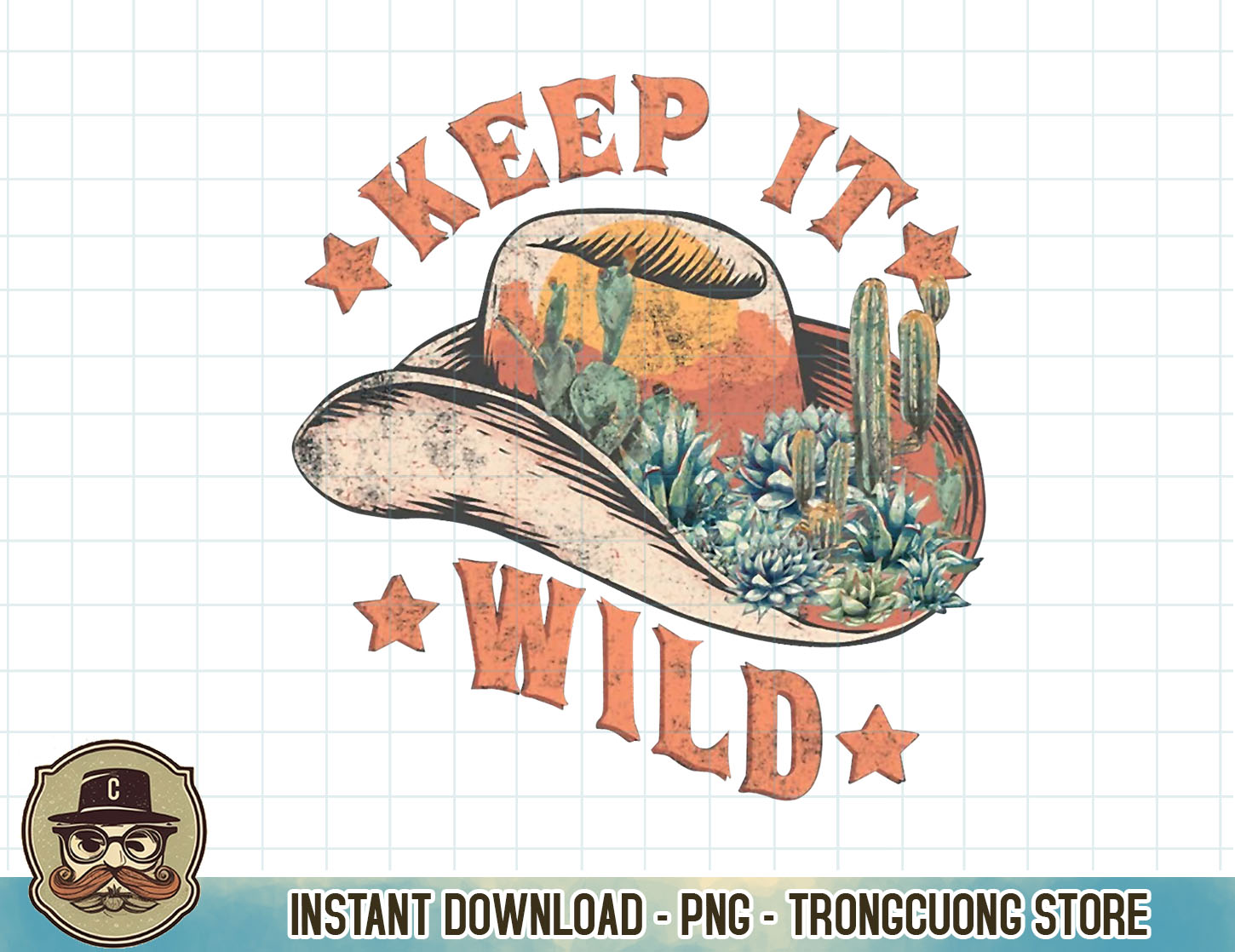 Keep-It-Wild Cowboy Hat Cactus Vintage Western Country Rodeo | Inspire ...