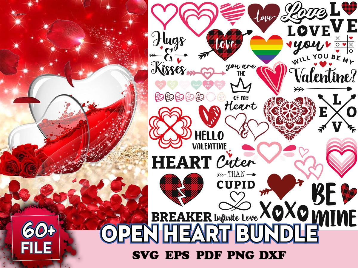 60 Open Heart Bundle, Trending Svg, Heart Bundle Svg | Inspire Uplift