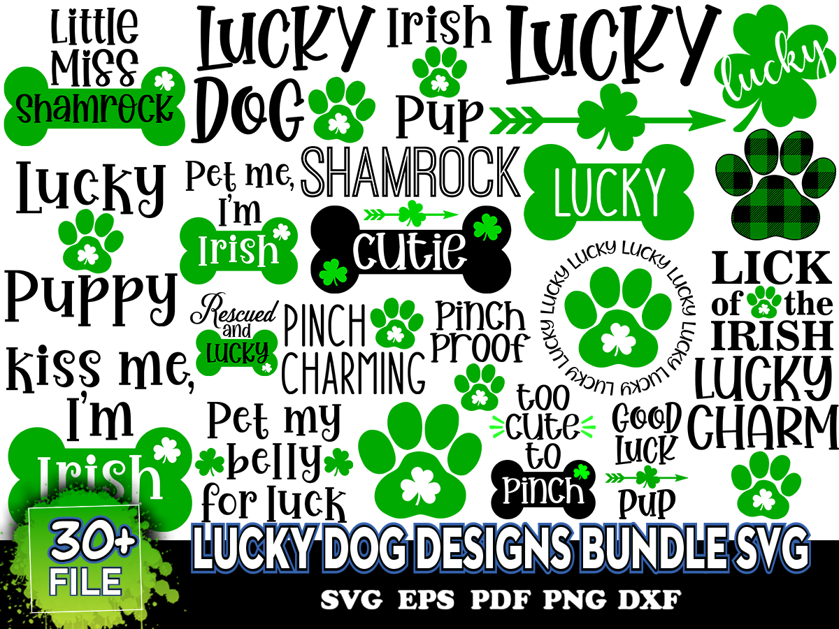 30 Lucky Dog Designs Bundle Svg, Cricut Svg, Silhouette Svg | Inspire ...