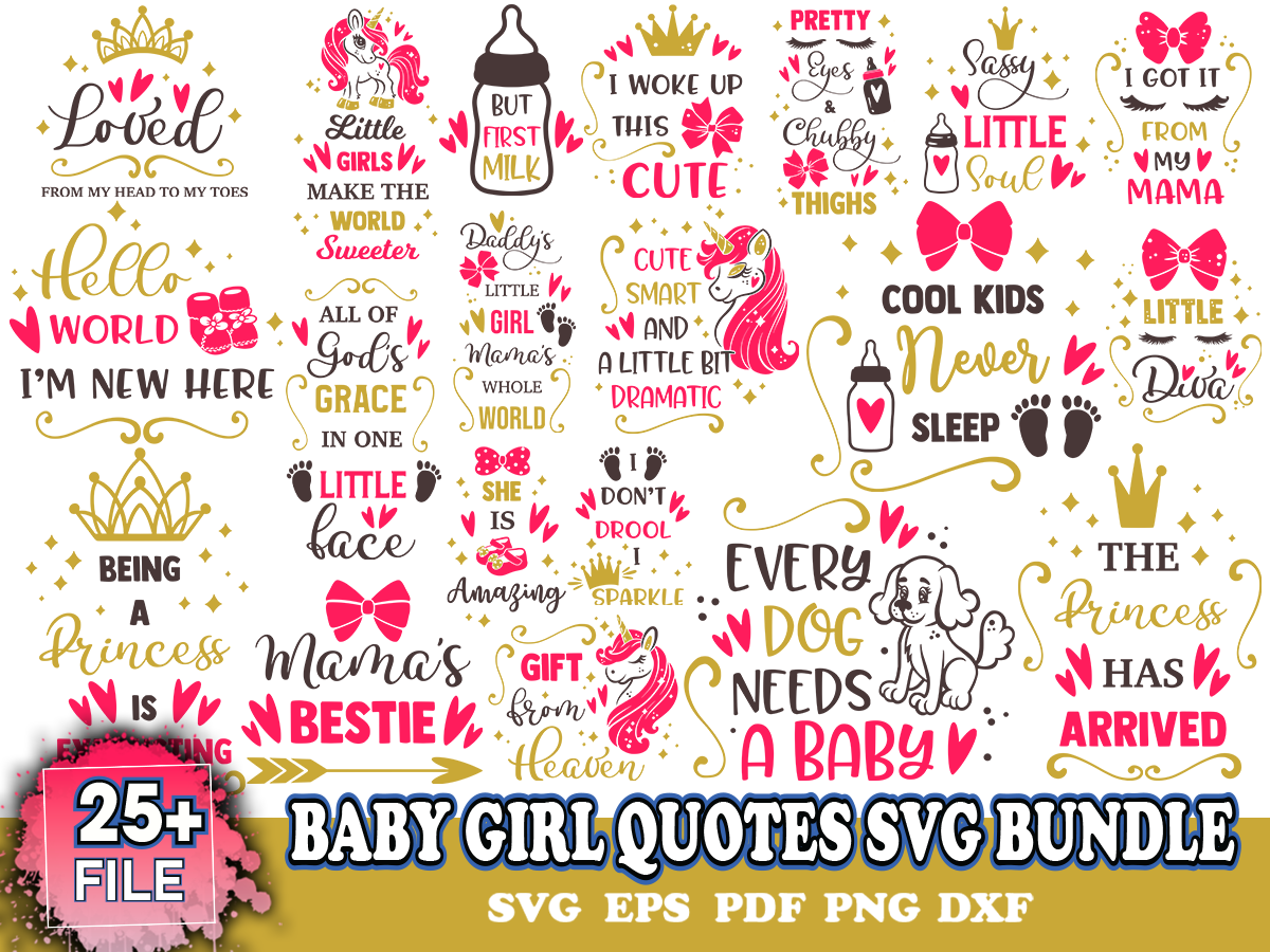25 Baby Girl Quotes Svg Bundle, Mom Svg, Momlife Svg | Inspire Uplift