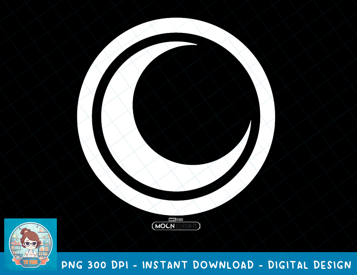 Marvel Moon Knight Crescent Moon Icon Light T-Shirt copy PNG | Inspire ...