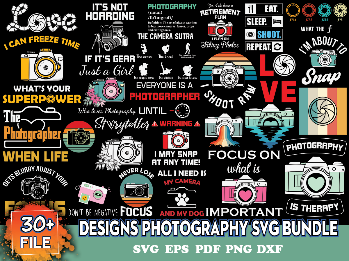 30 Designs Photography Svg Bundle, Photography Svg, Camera S | Inspire ...
