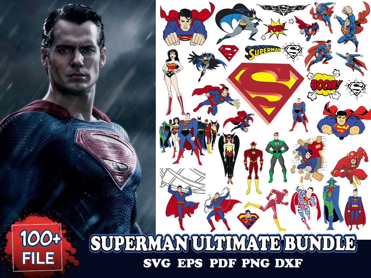 Ultimate Superman Svg Free Superman 50 Cliparts Bundle, Superman SVG