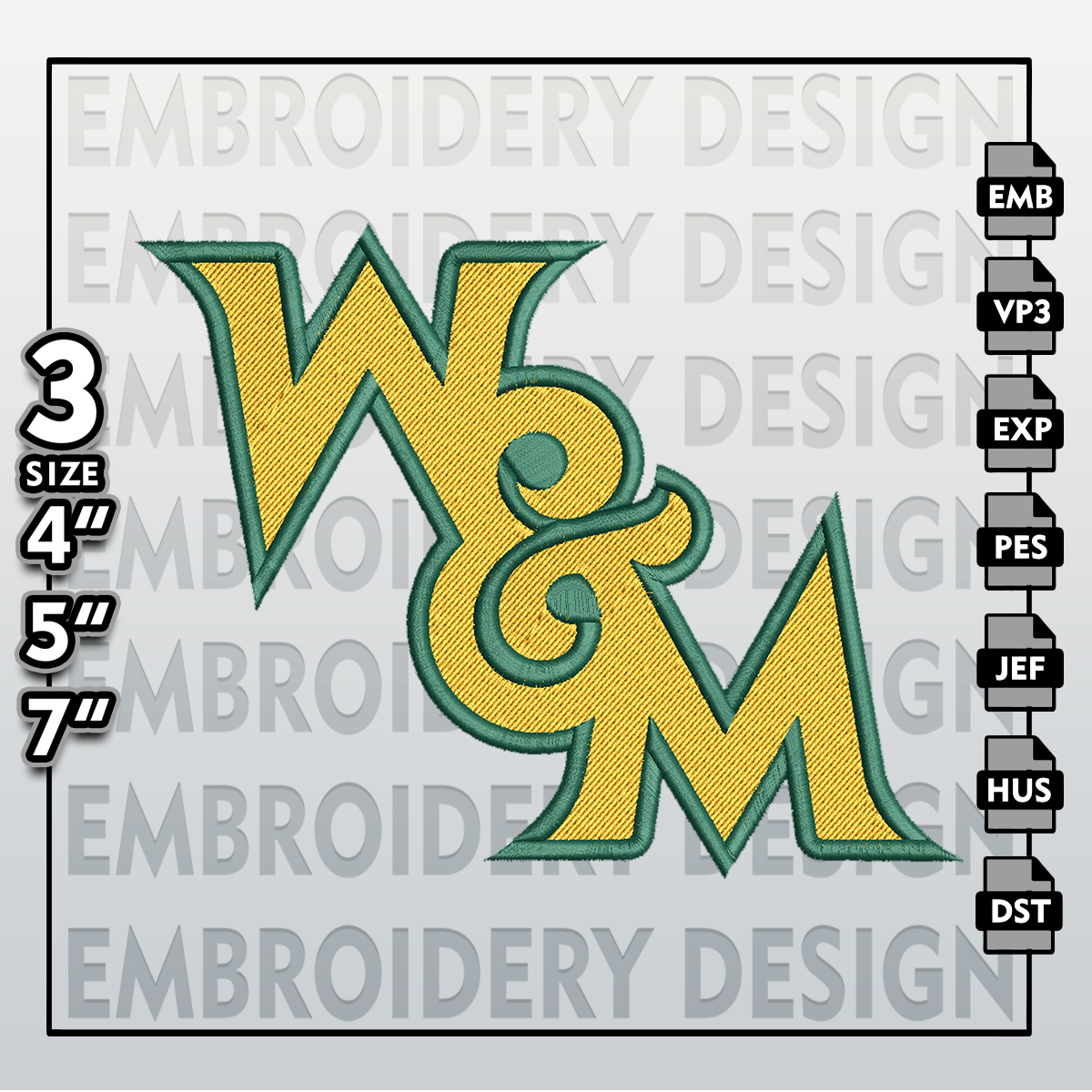 William Mary Tribe Embroidery Designs, NCAA Logo Embroidery | Inspire ...