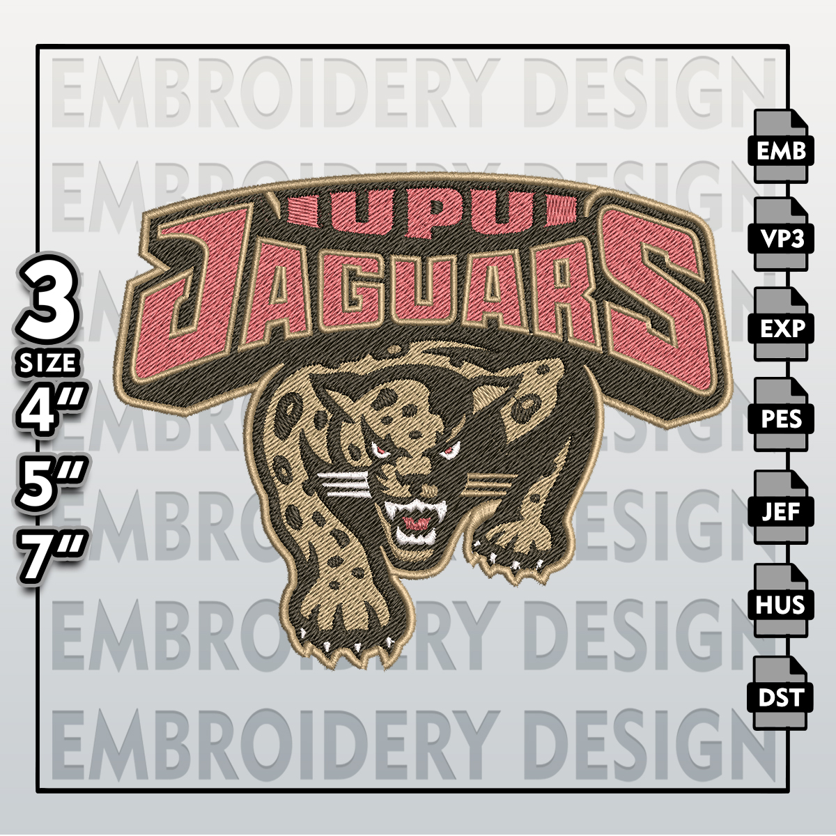 IUPUI Jaguars Embroidery Designs, NCAA Logo Embroidery File | Inspire ...