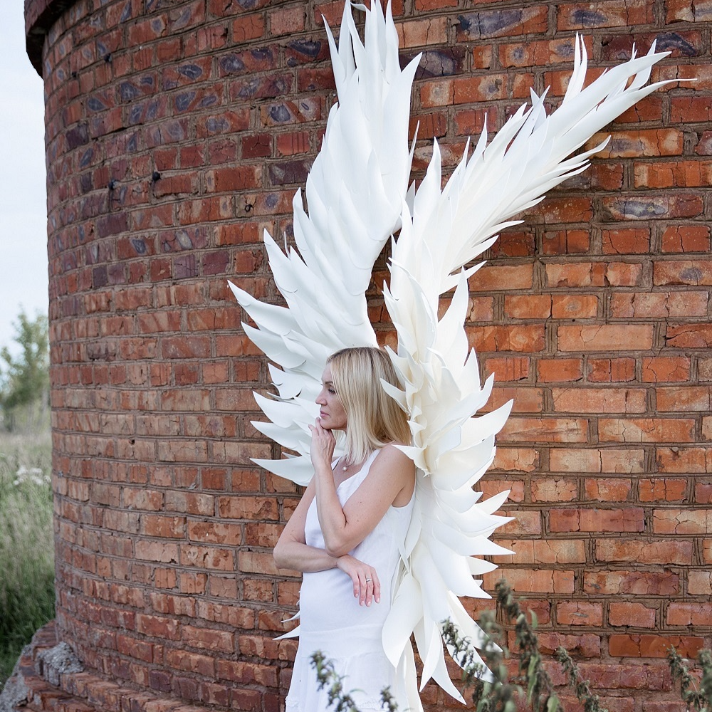 Vertical White Angel Wings, High Wings Costume, Feather Flex | Inspire Uplift