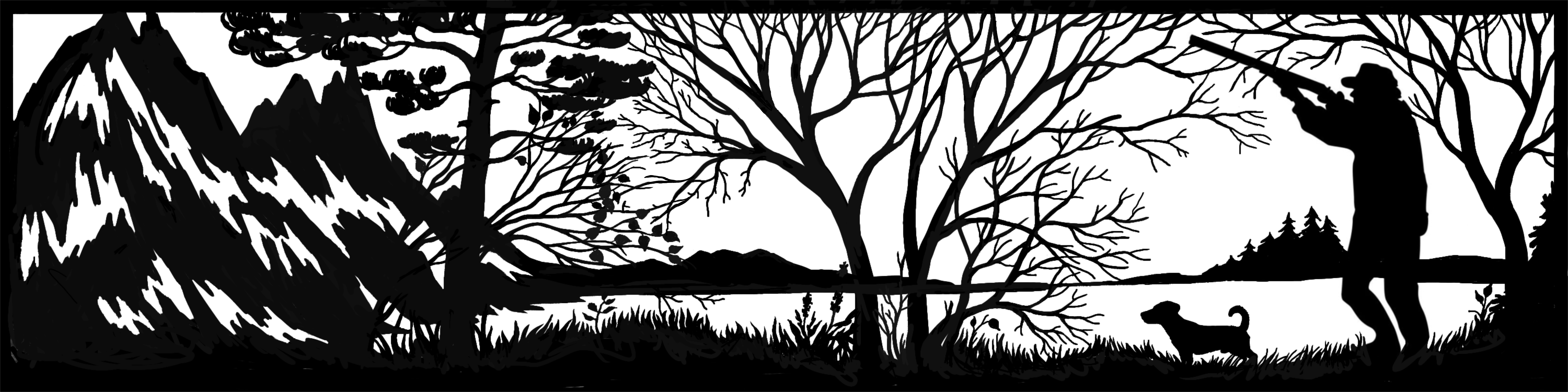 Big pano hunter with dog DXF file lazer cut - Inspire Uplift