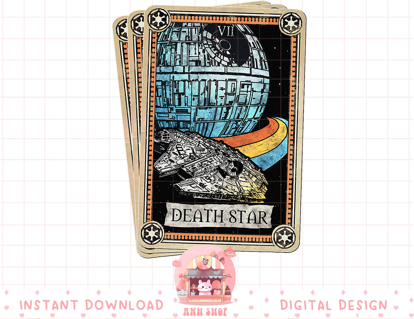 Star Wars Death Star & The Falcon Tarot Cards Graphc png | Inspire Uplift