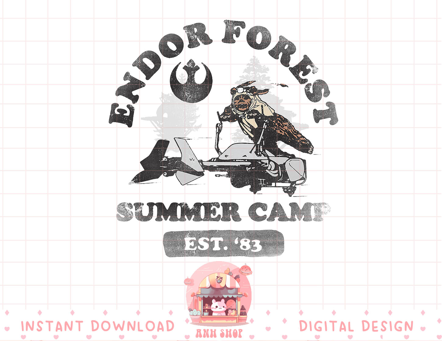 Star Wars Ewok Endor Camp Speeder Vintage Graphic png | Inspire Uplift