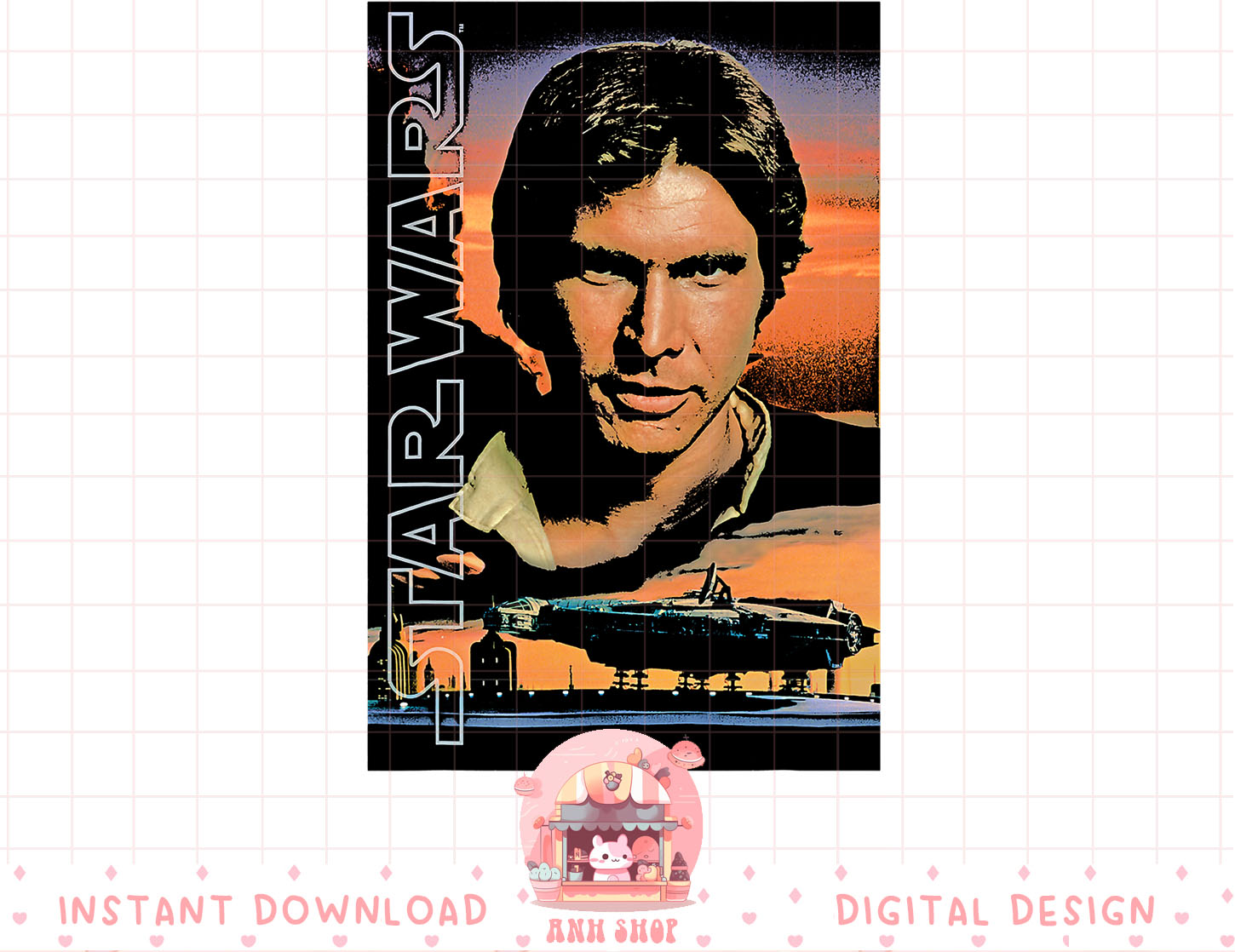 Star Wars Han Solo Millennium Falcon Retro Poster png | Inspire Uplift