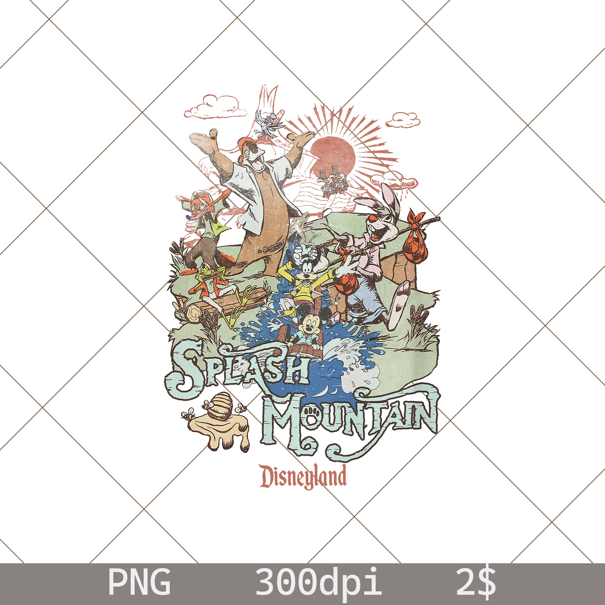 Disney Splash Mountain PNG, Retro Disney Mountain Trip, Disn | Inspire ...