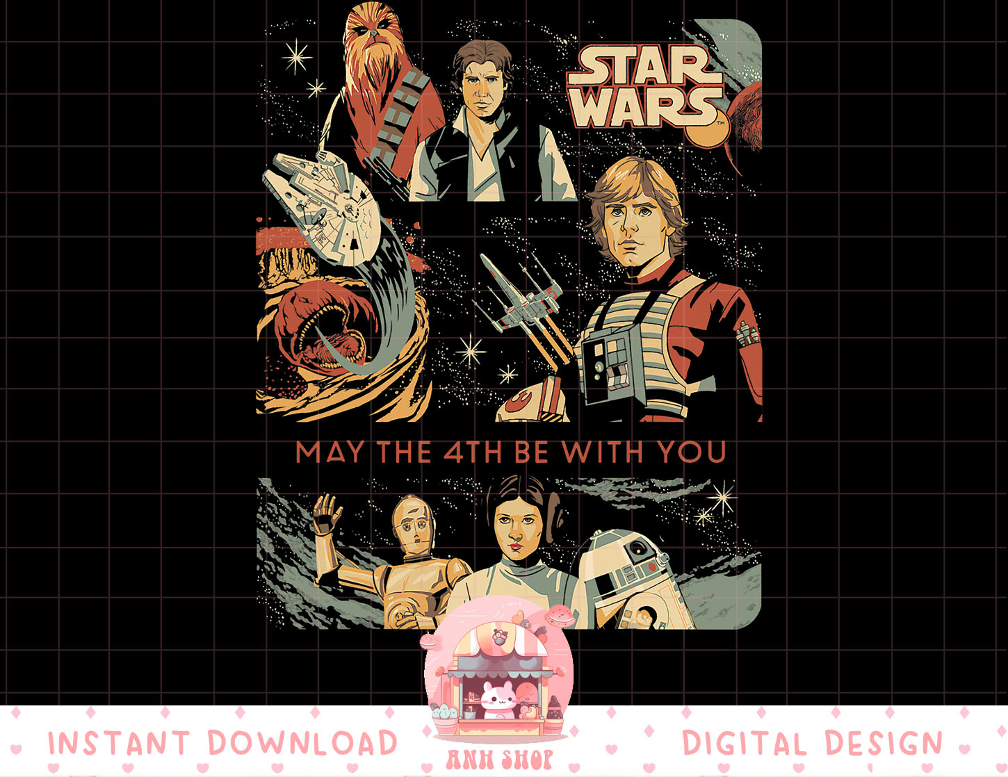 Star Wars May the 4th Be With You Classic Vintage Art png | Inspire Uplift