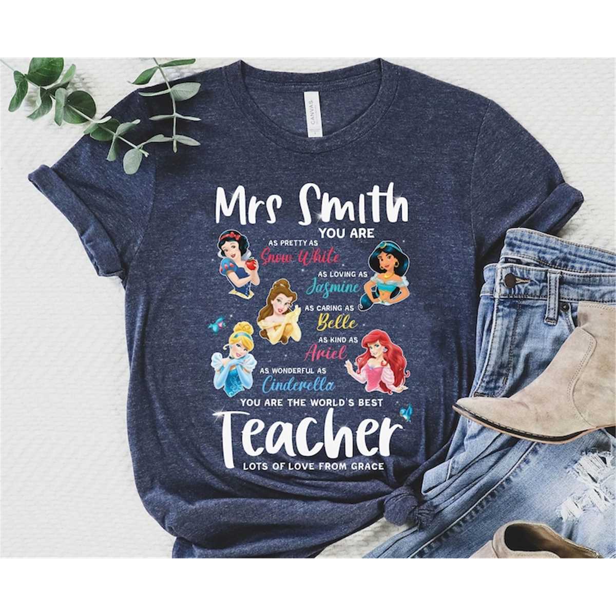 Custom Disney Princesses You Are The World's Best Teacher Sh - Inspire ...
