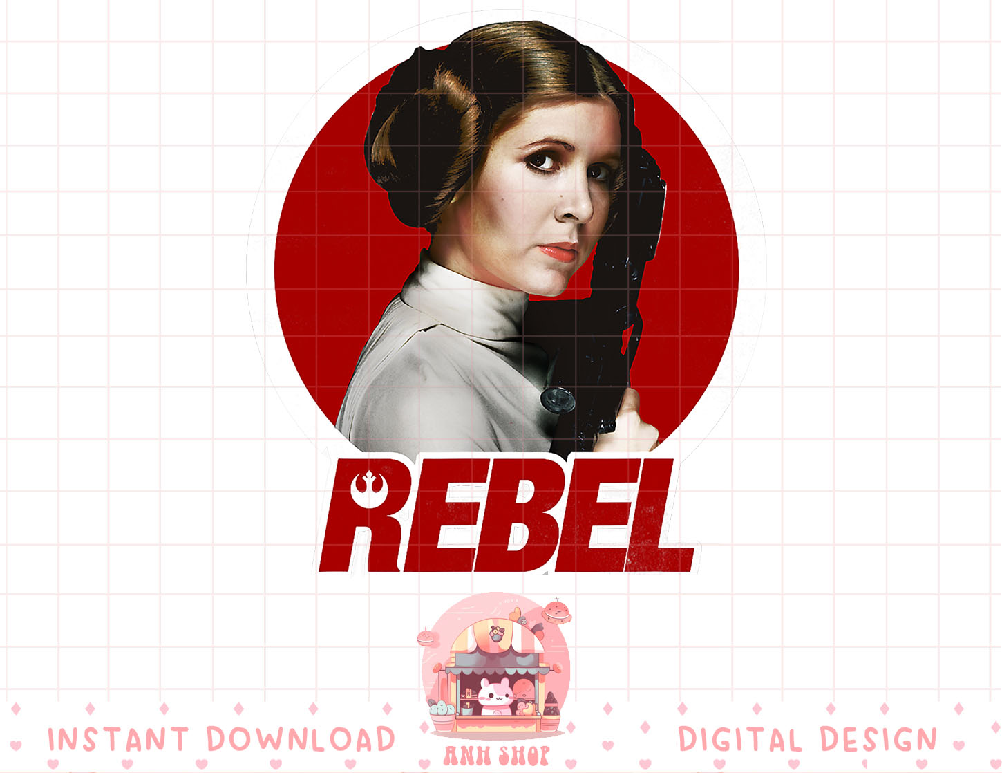 Star Wars Princess Leia Original REBEL Badge Graphic png | Inspire Uplift