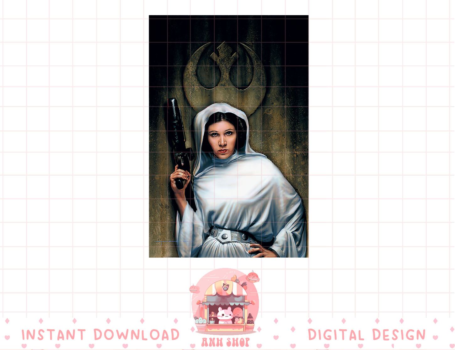 Star Wars Princess Leia Rebel Painted Portrait png | Inspire Uplift