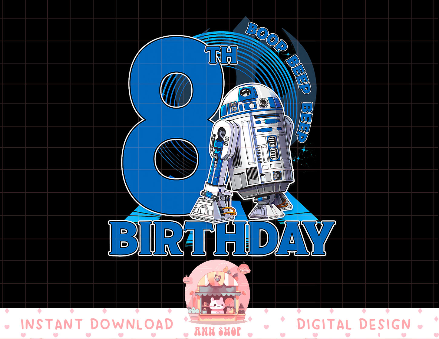 Star Wars R2-D2 Boop Beep Beep 8th Birthday png | Inspire Uplift