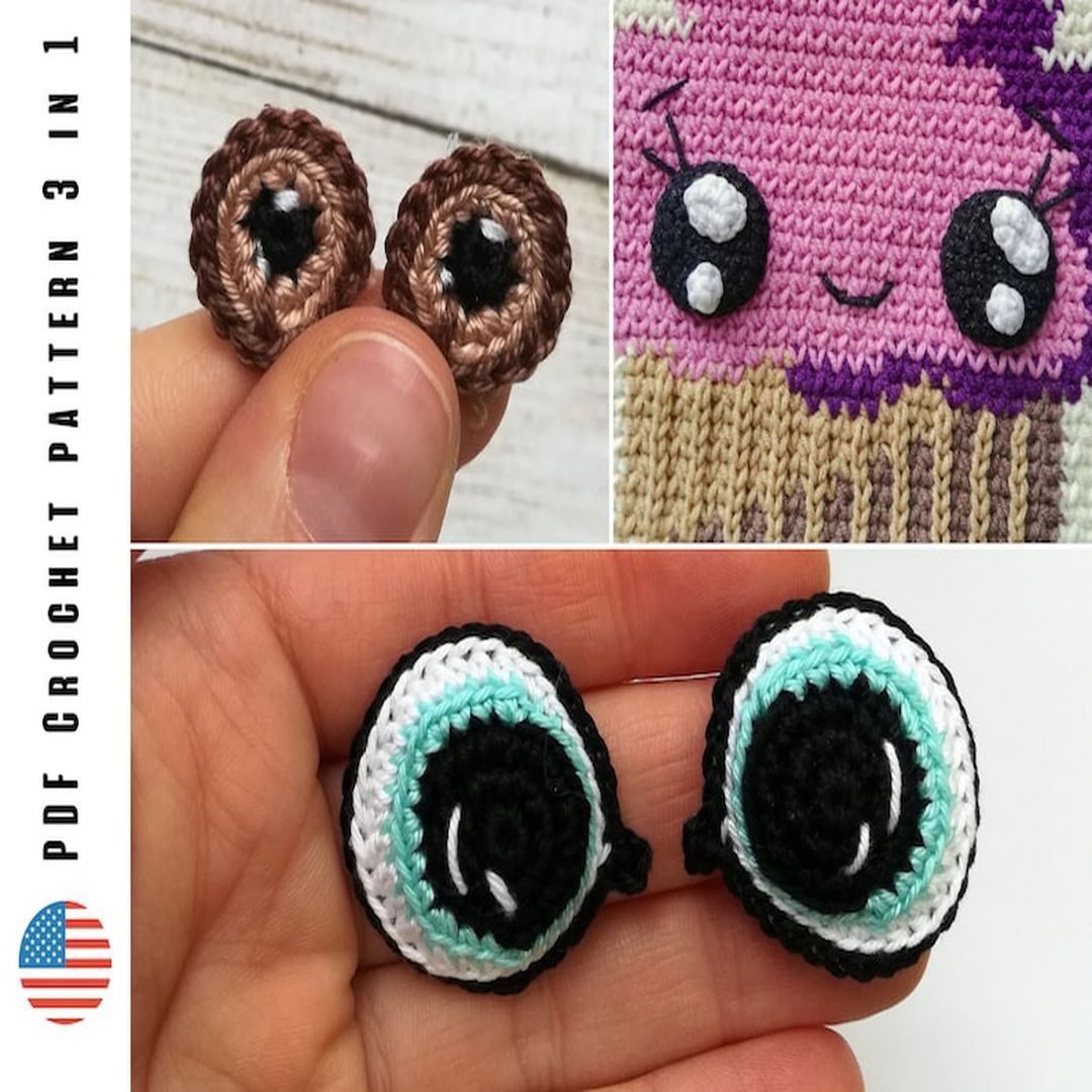 Crochet eyes pattern, eyes for amigurumi toys, 3 in 1 Toys c - Inspire ...