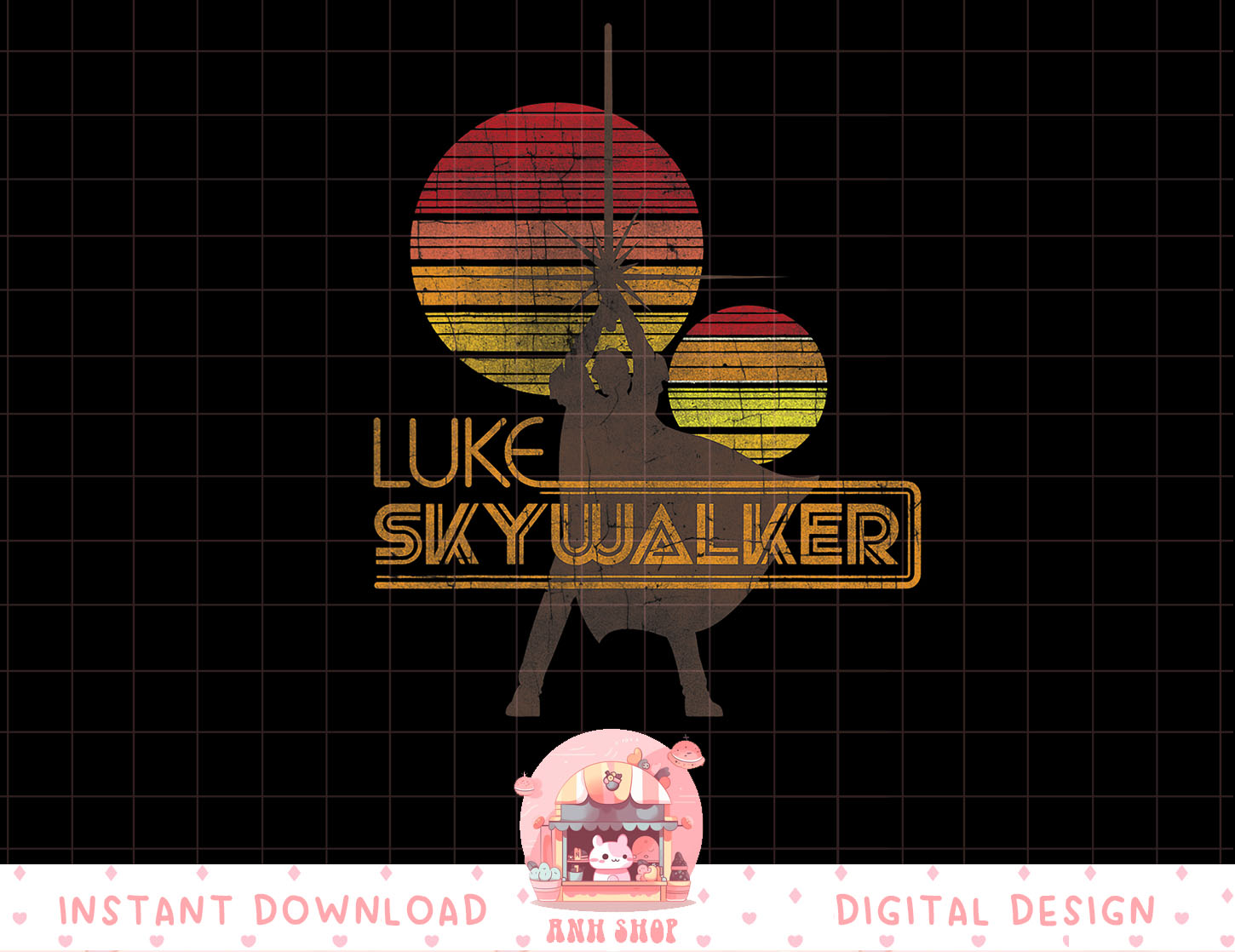 Star Wars Retro Luke Skywalker Silhouette Suns png | Inspire Uplift