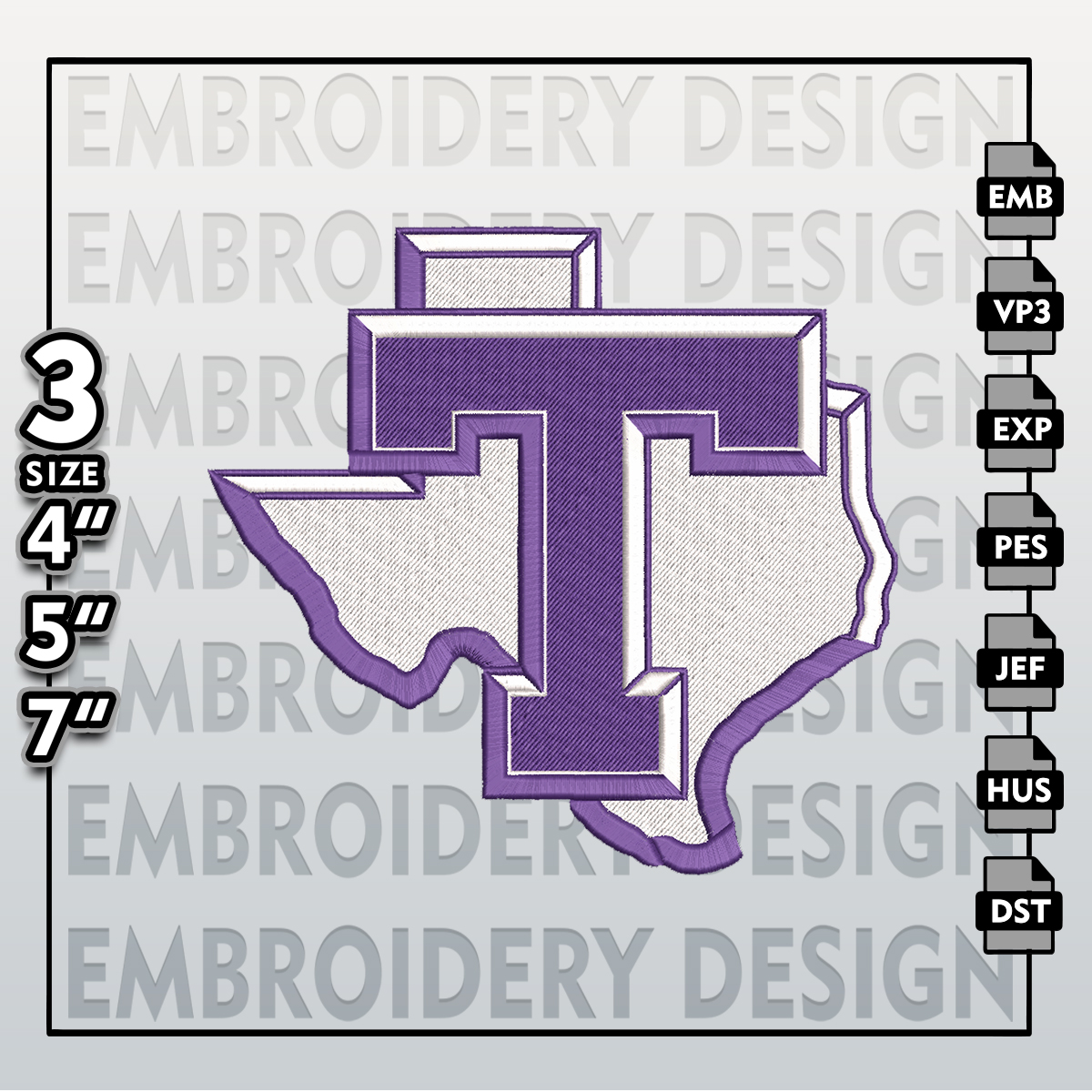 Tarleton State Texans Embroidery Designs, NCAA Logo Embroide | Inspire ...