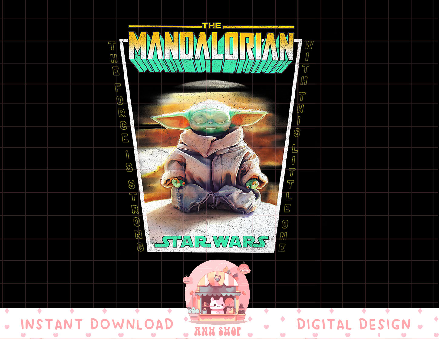 Star Wars The Mandalorian Grogu Meditating Poster png | Inspire Uplift