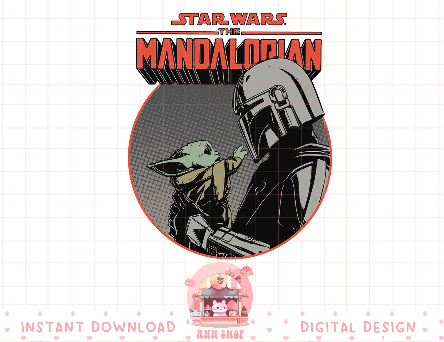 Star Wars The Mandalorian Mando and the Child Retro png | Inspire Uplift