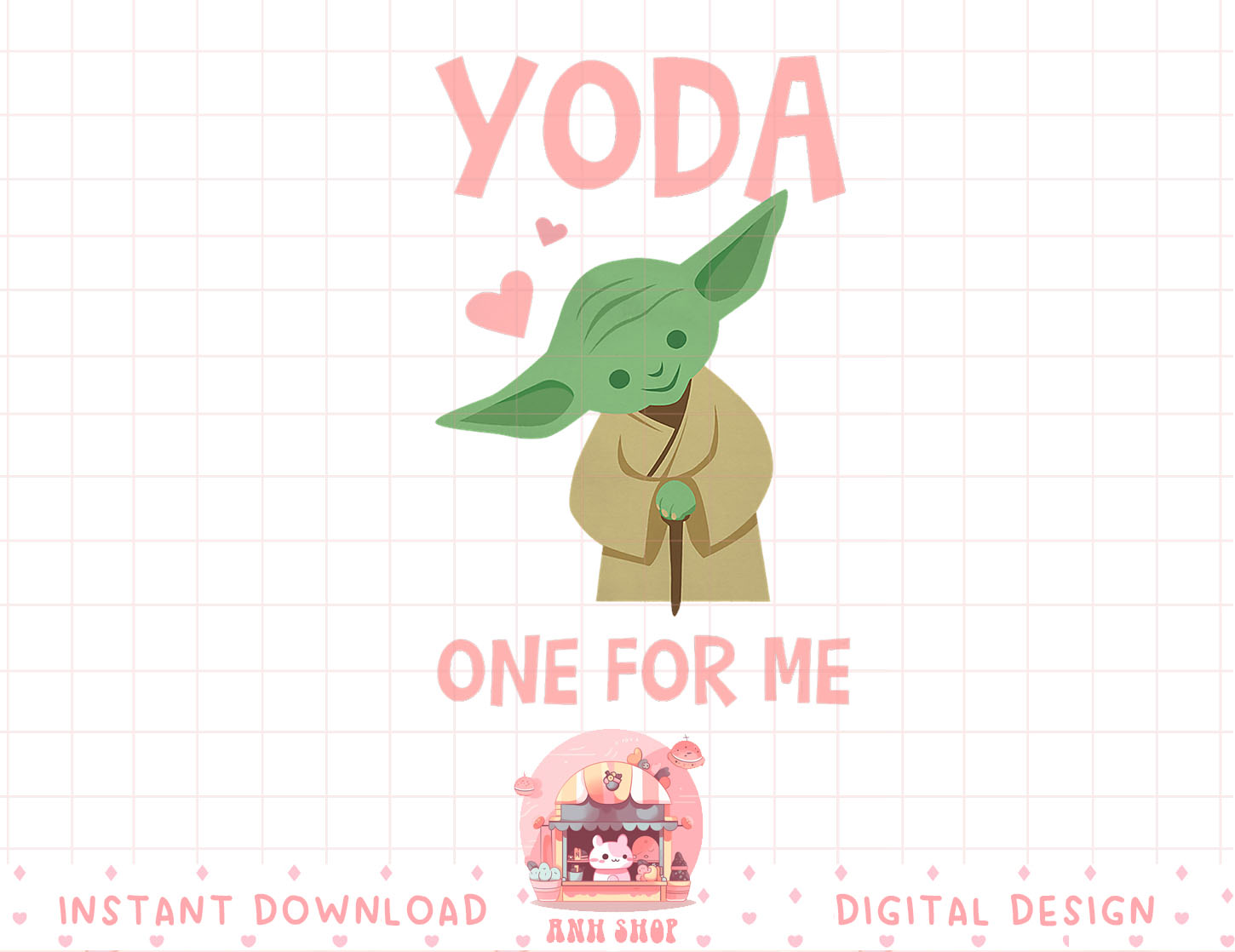 Star Wars Valentine's Day Yoda One For Me V1 png | Inspire Uplift