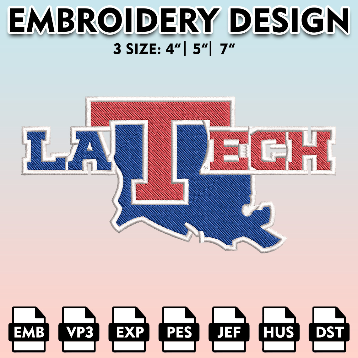 NCAA Logo Embroidery Designs, NCAA Louisiana, Louisiana Tech | Inspire ...