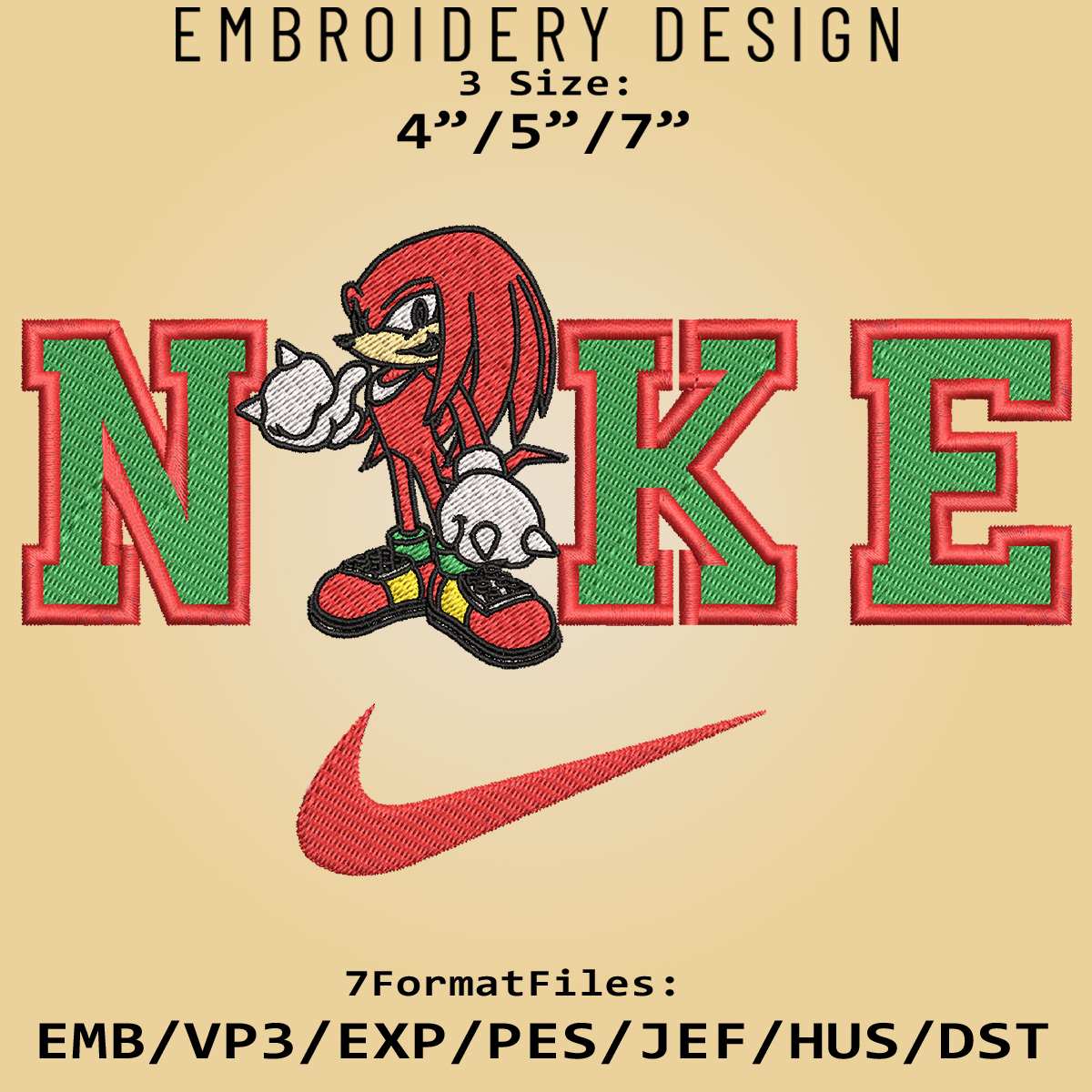 Nike Knuckles Embroidery Designs, Sonic the Hedgehog Embroid | Inspire ...