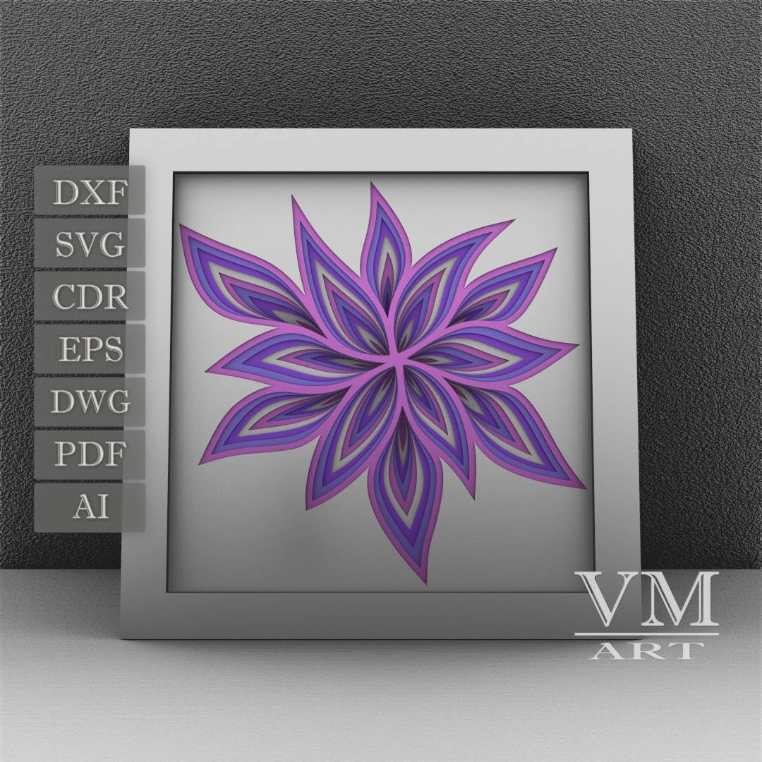S18 - Layered 3D Flower Shadow Box SVG, Laser cut file Flowe | Inspire ...