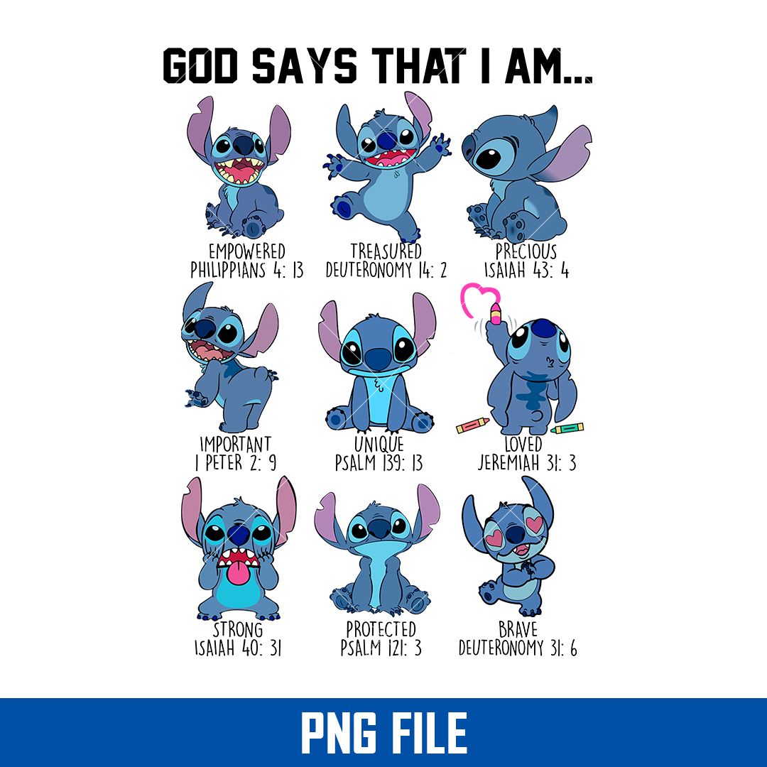 God Says That I Am Stitch Png, Disney Stitch Png, Disney Png | Inspire ...