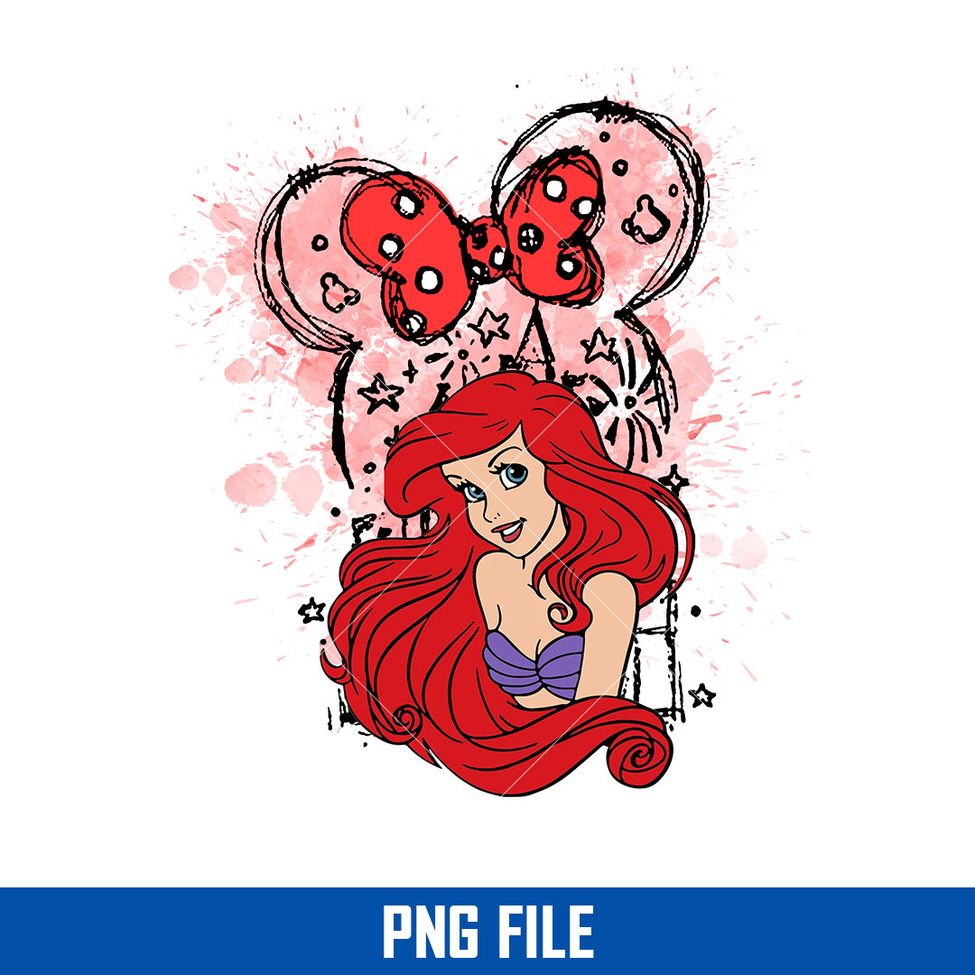 Ariel Minnie Bow Ears Png, Little Mermaid Png, Minnie Mouse - Inspire ...