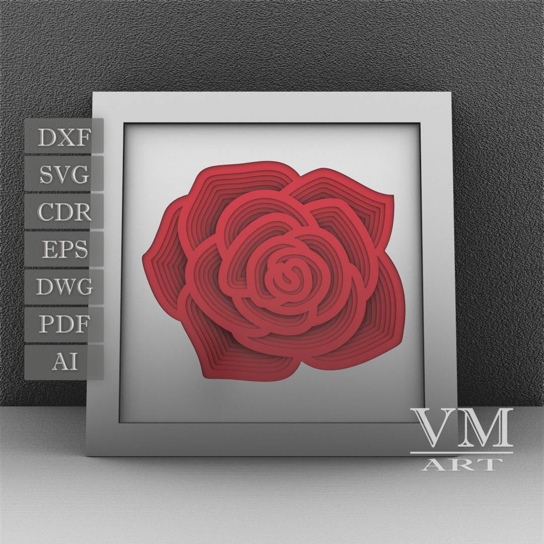 S22 - Layered 3D Rose Shadow Box SVG, Laser cut file Mandala | Inspire ...