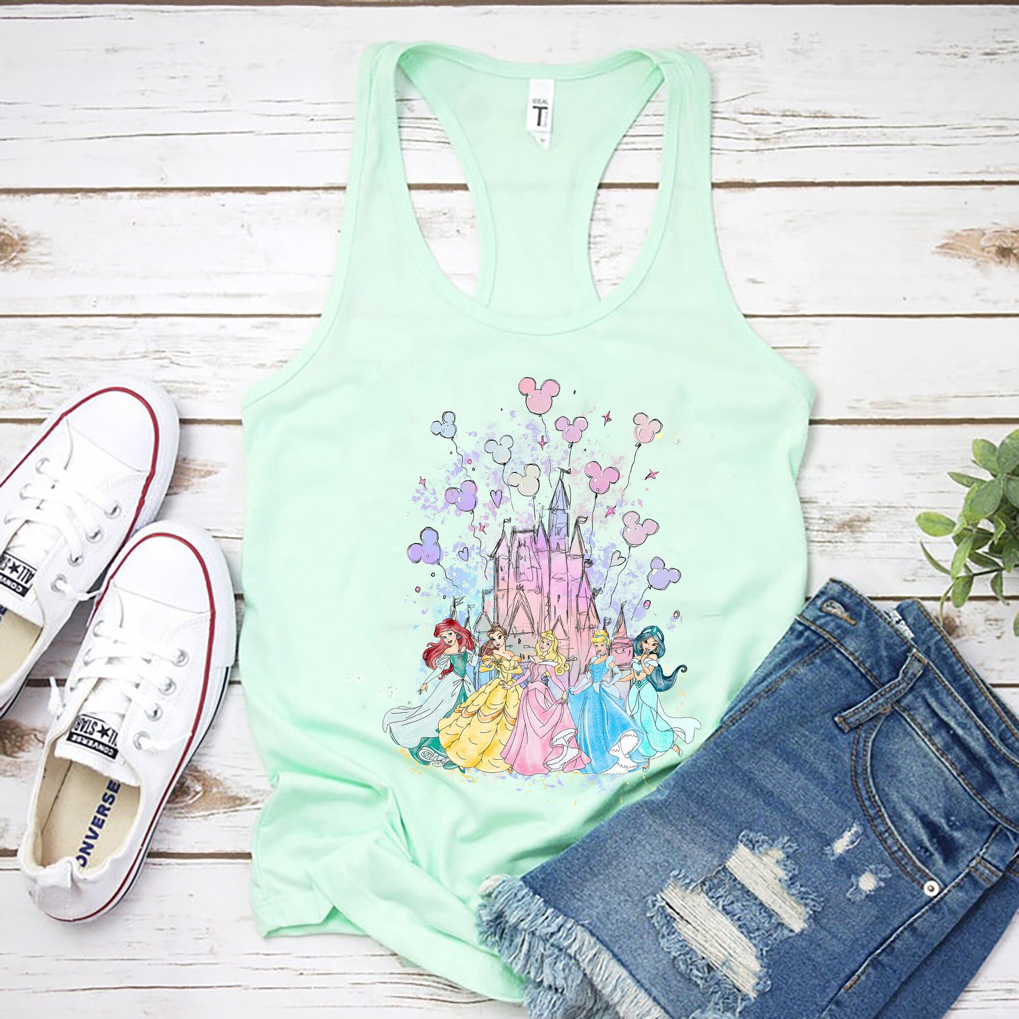 Disney Princess Tank, Watercolor Princess Tee, Disney Castle - Inspire ...