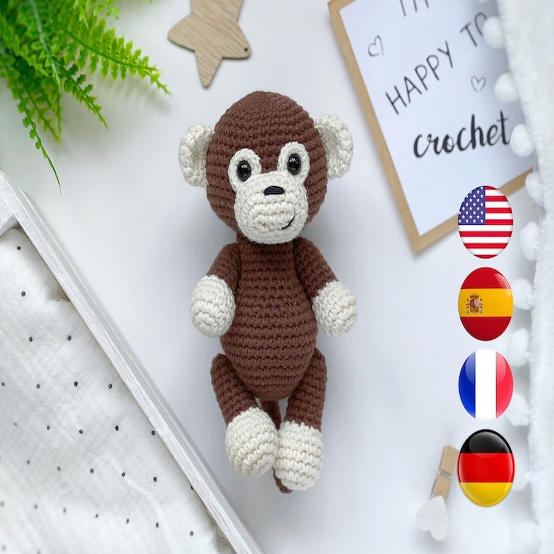 Amigurumi MONKEY PDF crochet pattern, Safari amigurumi anima - Inspire Uplift
