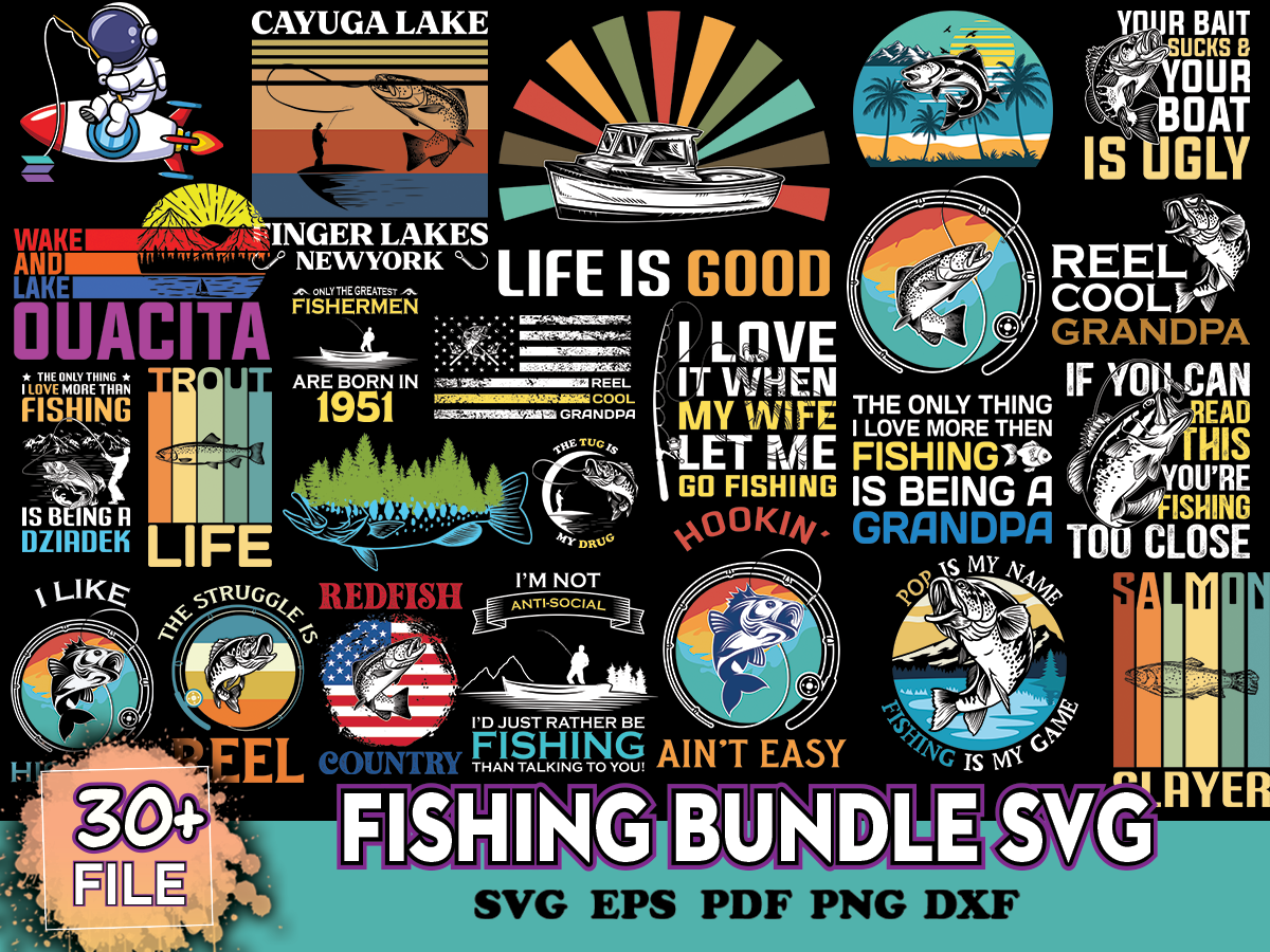 150 Fishing Bundle Svg, Fishing Svg, Fish Hook | Inspire Uplift