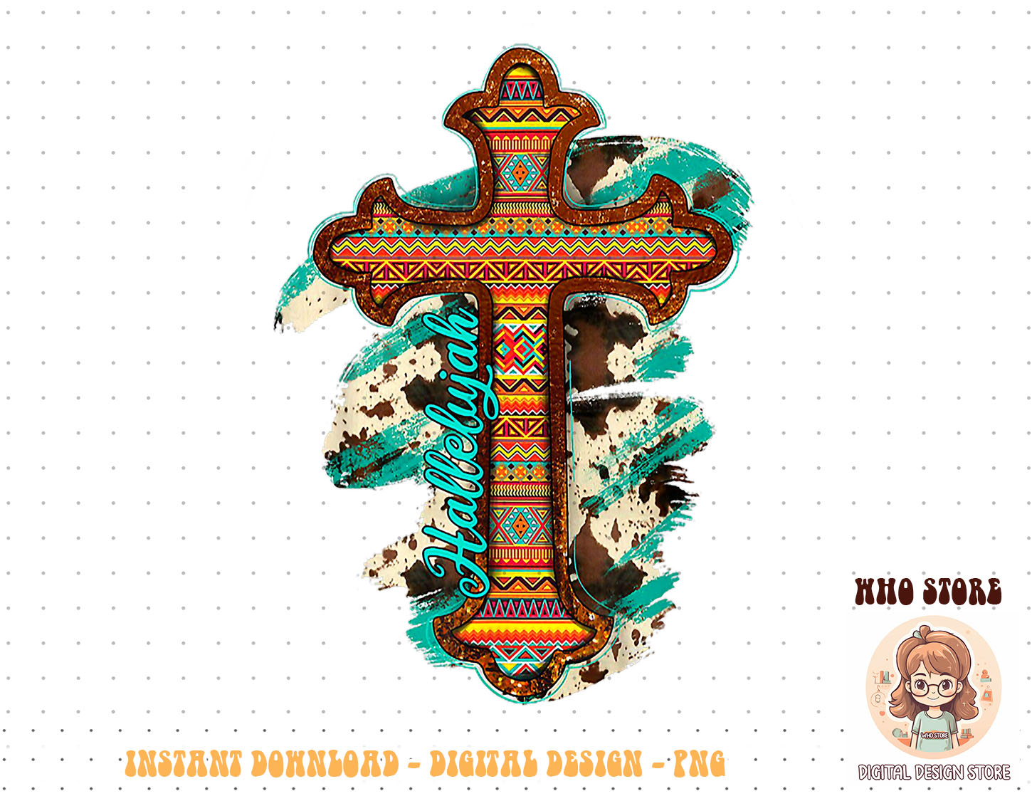 Cowhide Turquoise Western Aztec Cross Christian Hallelujah p | Inspire ...