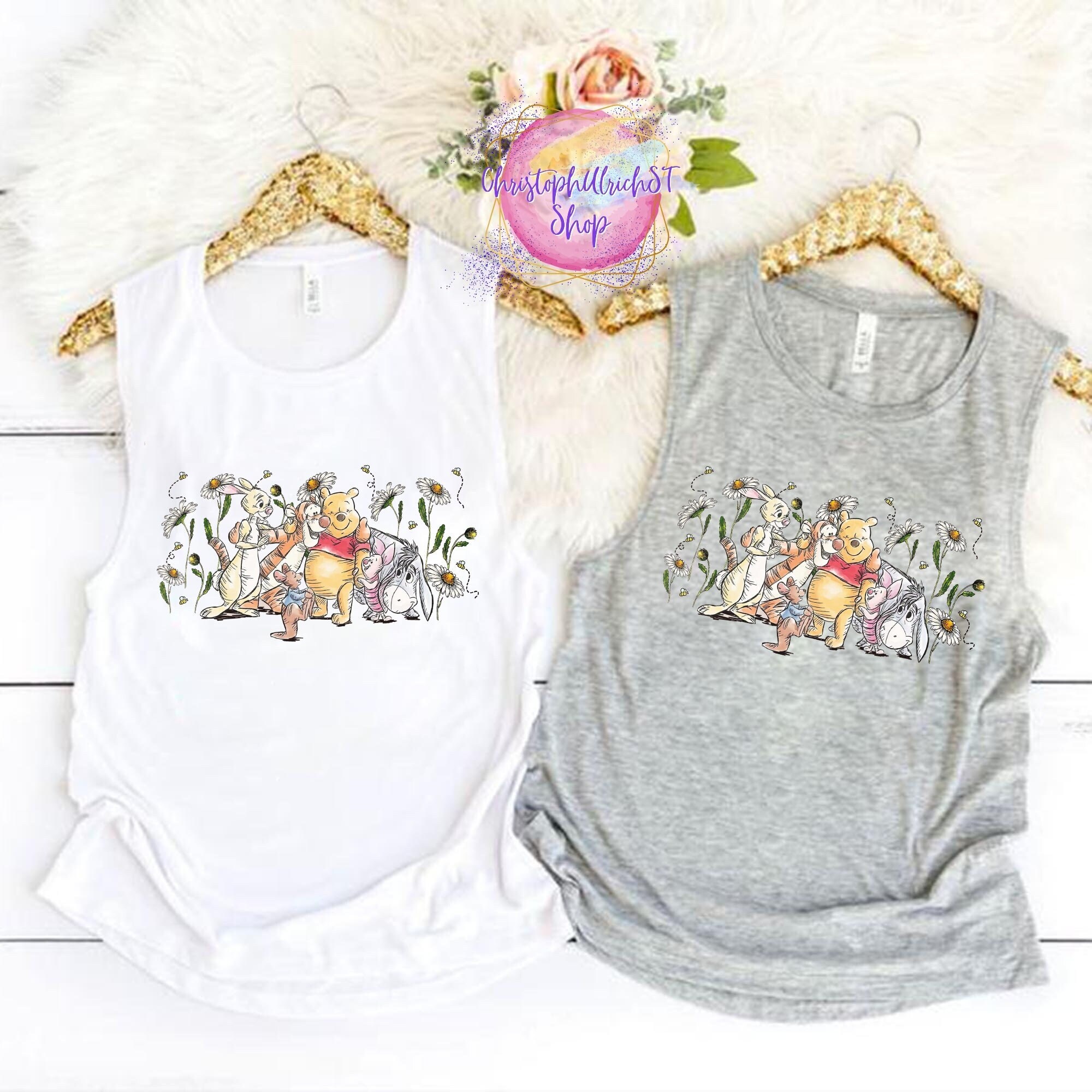 Vintage Pooh Floral Tank, Vintage Disney Tank, Pooh And Frie - Inspire ...